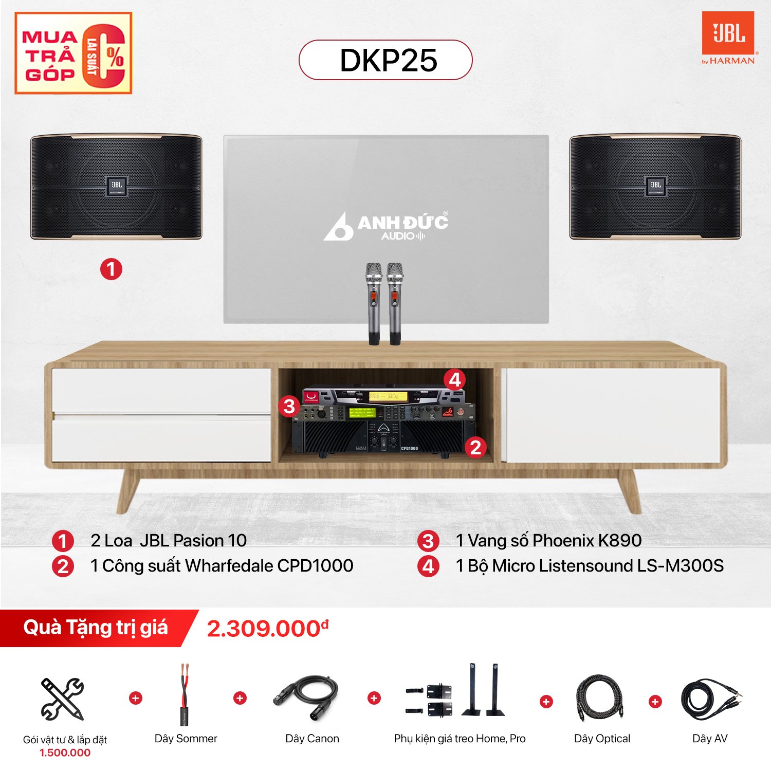 Dàn Karaoke Gia Đình JBL DKP25 Giá Tốt Chính Hãng | Anh Đức Audio